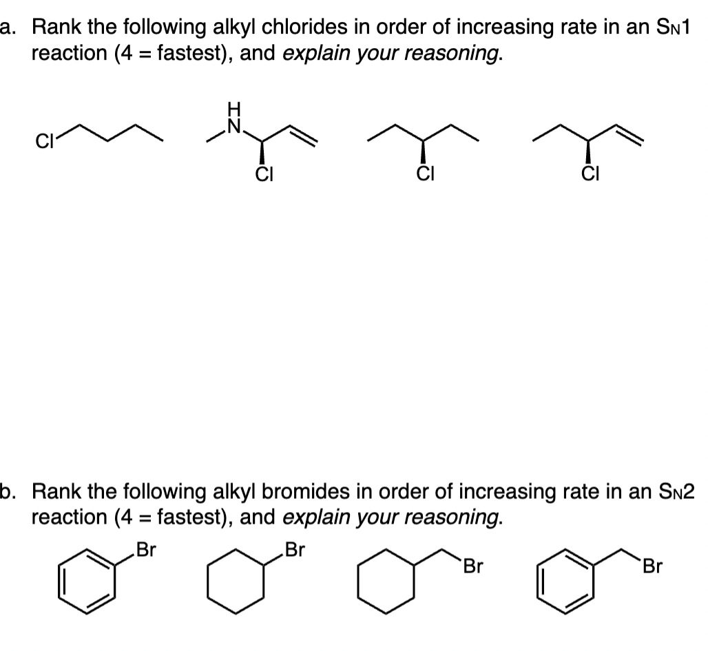 b. ﻿Rank the following alkyl bromides in order of | Chegg.com