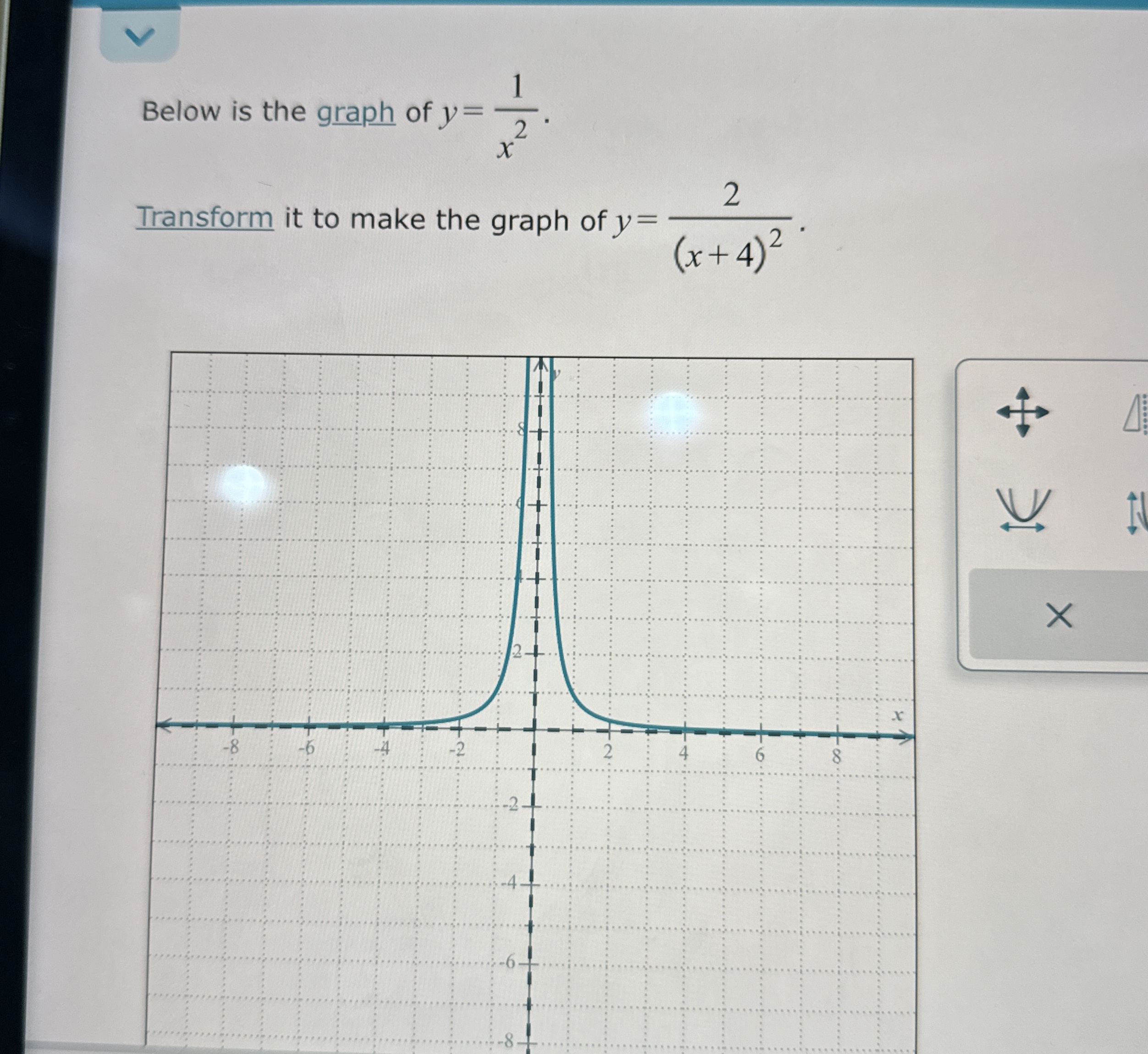 Solved Below is the graph of y=1x2.Transform it to make the | Chegg.com