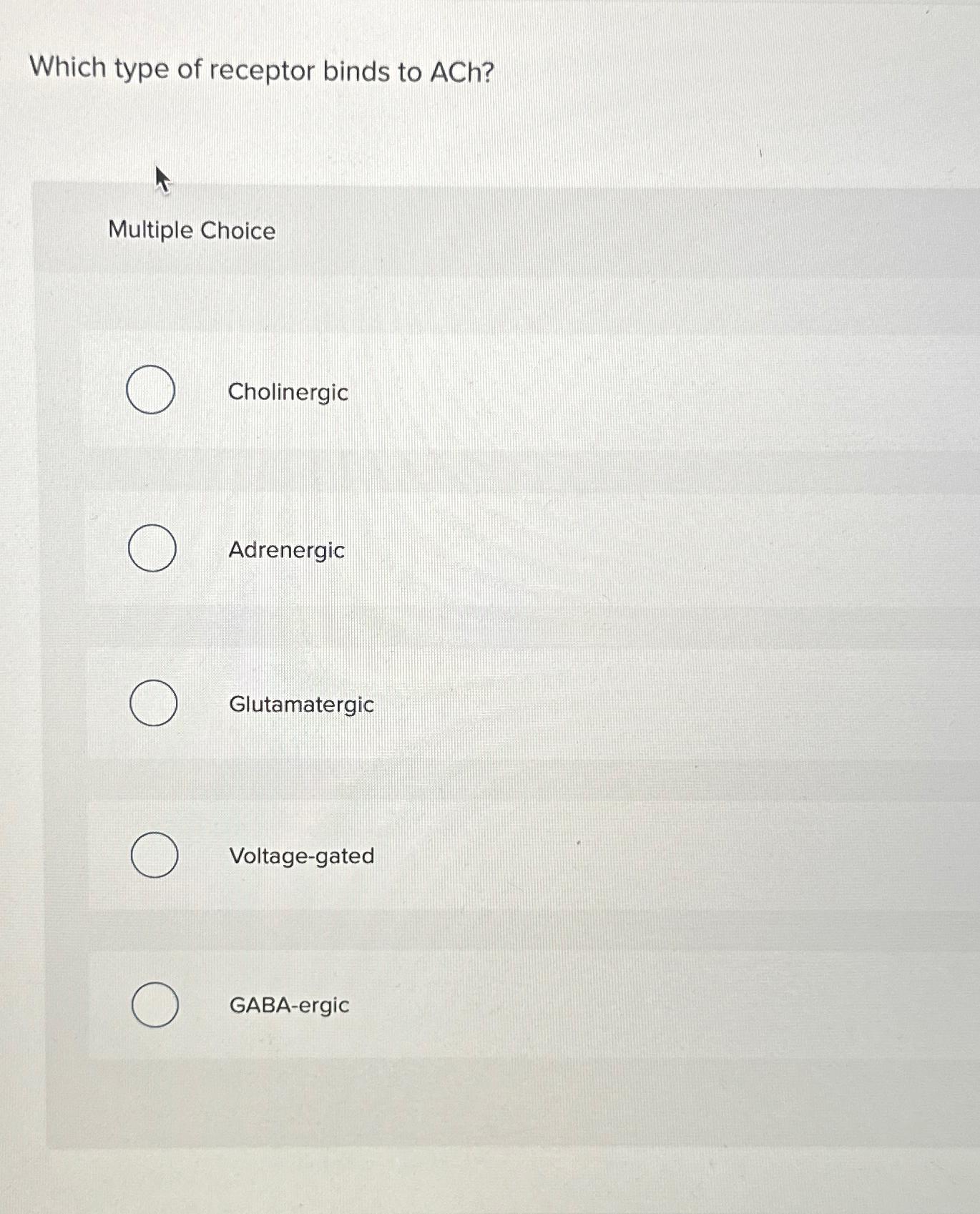 Solved Which type of receptor binds to ACh ?Multiple | Chegg.com