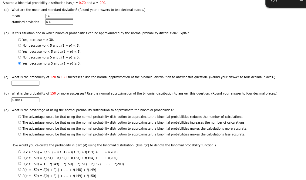 Solved Assume a binomial probability distribution has p=0.70 | Chegg.com