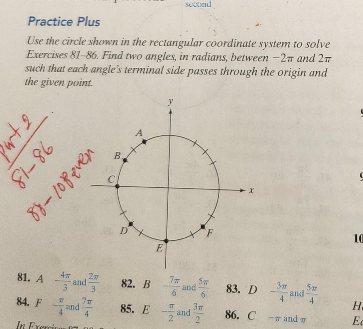Solved Practice Plus Use the circle shown in the rectangular | Chegg.com