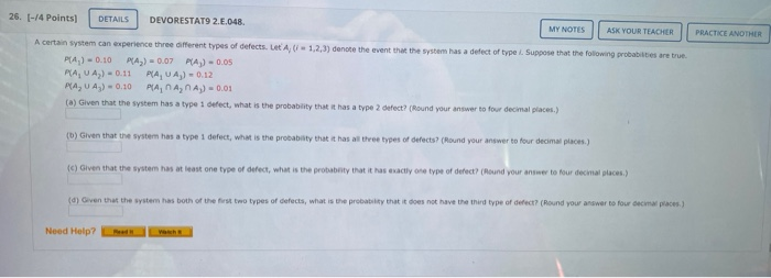 Solved PRACTICE ANOTHER 26. [-/4 Points DETAILS DEVORESTAT9 | Chegg.com