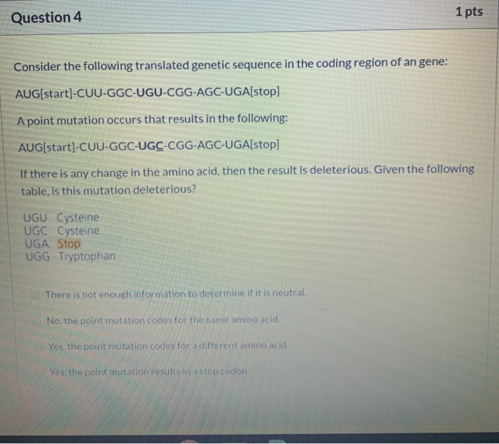 Solved 1 pts Question 4 Consider the following translated | Chegg.com