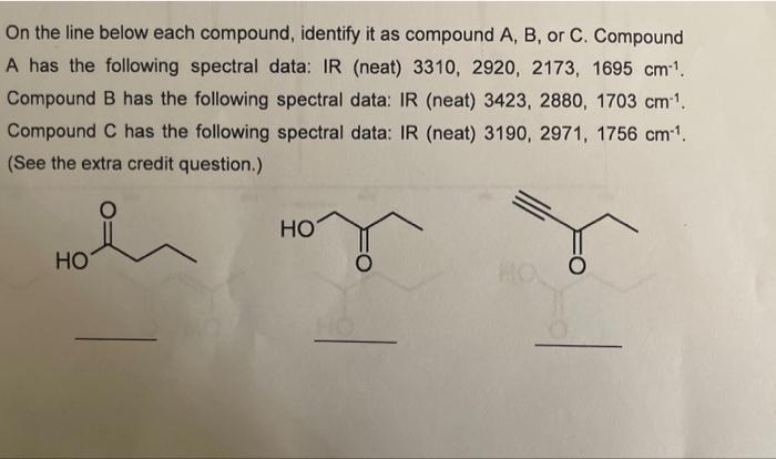Solved On the line below each compound, identify it as | Chegg.com