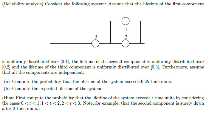 Solved (Reliability analysis) ﻿Consider the following | Chegg.com