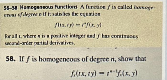 Solved 56-58 Homogeneous Functions A function f is called | Chegg.com