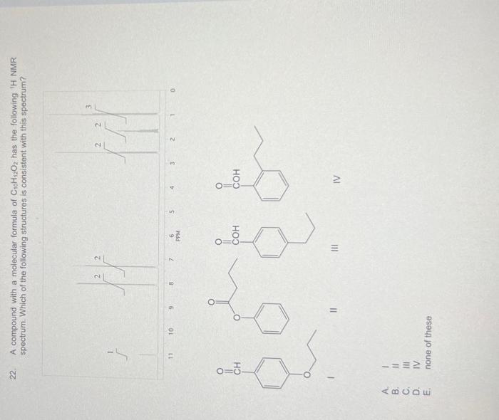 Solved 22. A compound with a molecular formula of C10H12O2 | Chegg.com