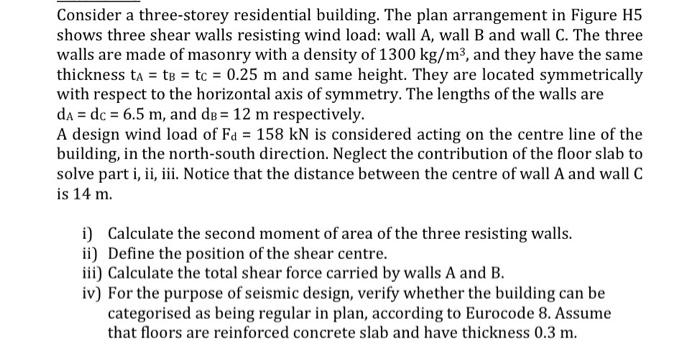 Consider a three-storey residential building. The | Chegg.com