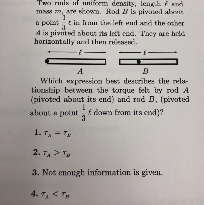 Solved Two rods of uniform density, length l and mass m, are | Chegg.com