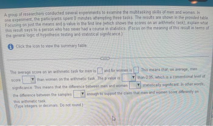 Solved A group of researchers conducted several experiments | Chegg.com