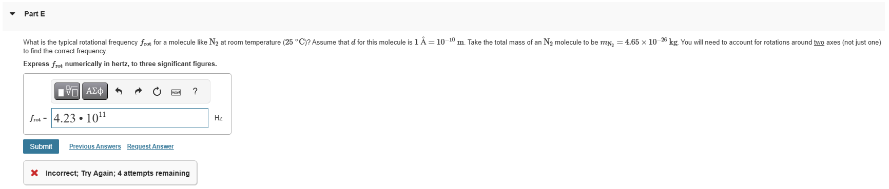Solved Part E to ﻿find the correct frequency.Express frot | Chegg.com