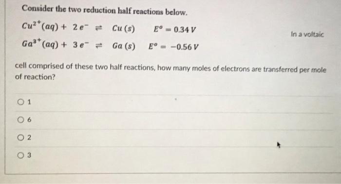 Solved Consider the two reduction half reactions below. Cu2+ | Chegg.com