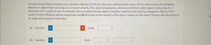Solved A Coast Guard ship is traveling at a constant | Chegg.com