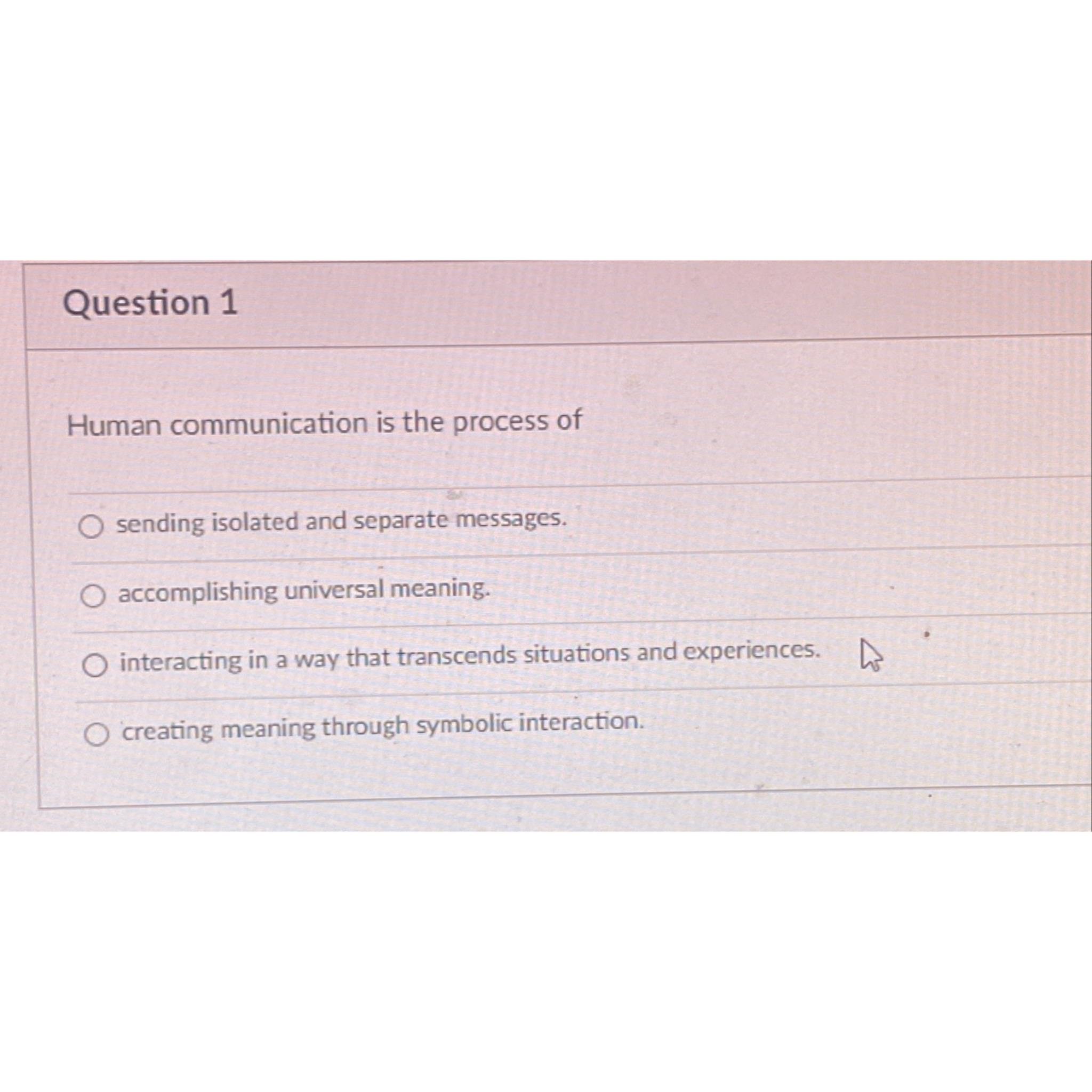 Solved Question 1Human communication is the process | Chegg.com