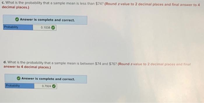 Solved A normal population has a mean of $75 and standard | Chegg.com