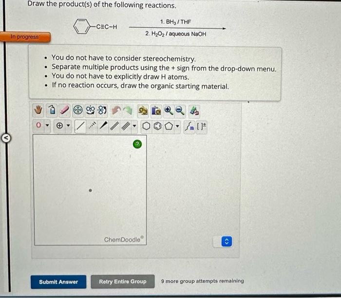 Solved Draw the product(s) of the following reactions. | Chegg.com