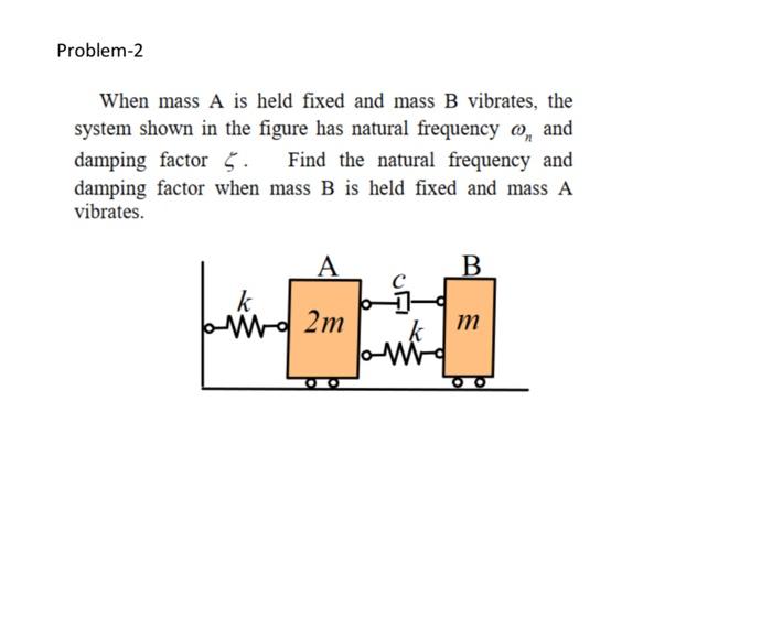 Solved When mass A is held fixed and mass B vibrates, the | Chegg.com