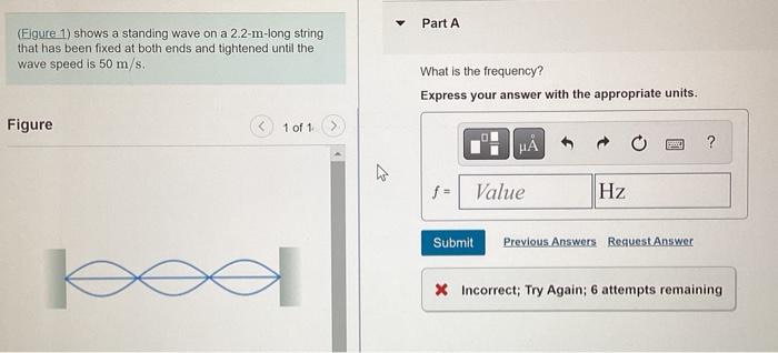 Solved (Eigure 1) shows a standing wave on a 2.2-m-long | Chegg.com