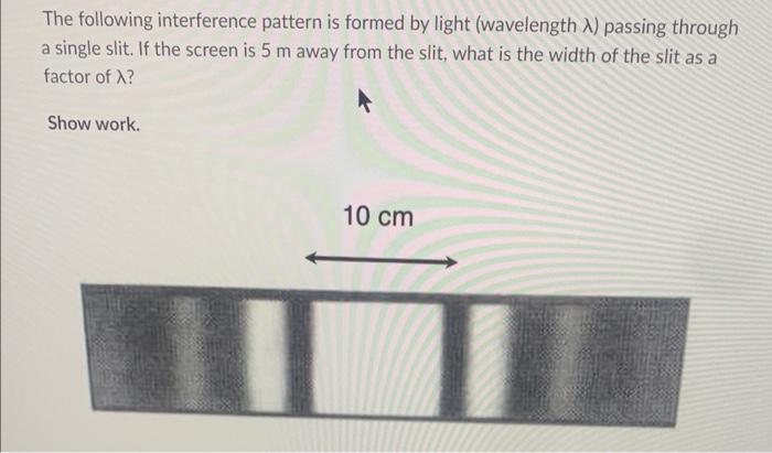 Solved The following interference pattern is formed by light | Chegg.com