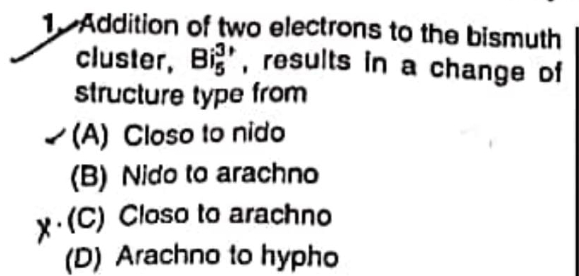 Solved Addition of two electrons to the bismuth cluster, | Chegg.com