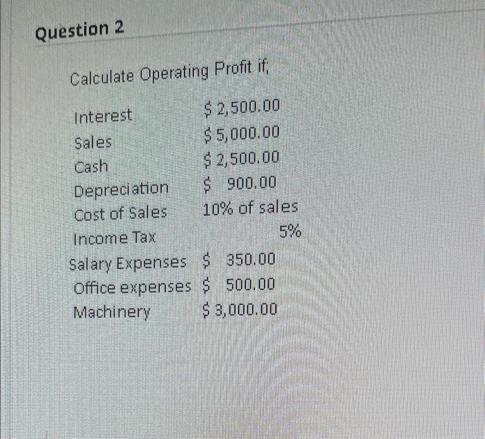 Solved Calculate Operating Profit if: | Chegg.com