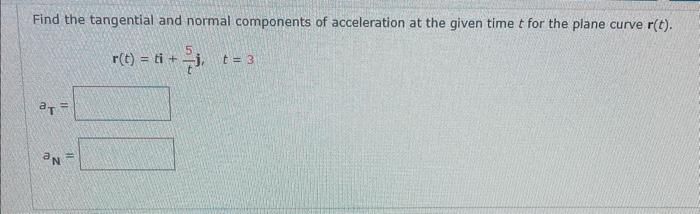 Solved Find the tangential and normal components of | Chegg.com