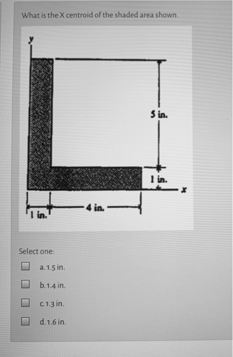 Solved What is the X centroid of the shaded area shown. Sin. | Chegg.com