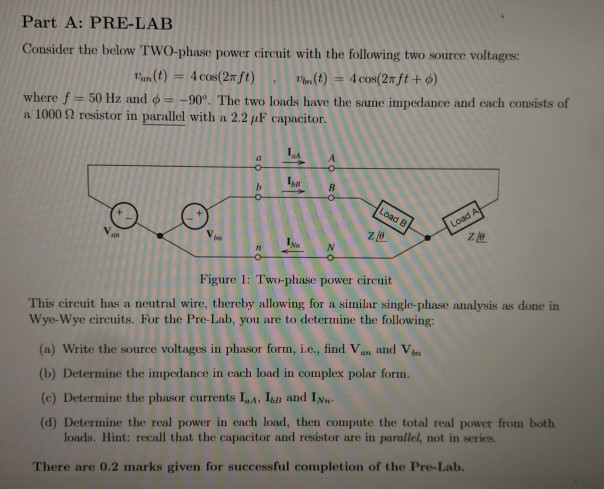 Solved Part A: PRE-LAB Consider the below TWO-phase power | Chegg.com