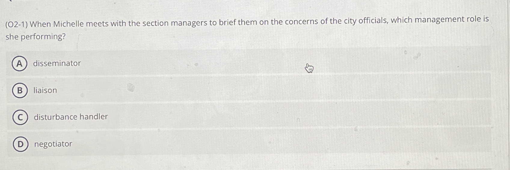 Solved (O2-1) ﻿When Michelle meets with the section managers | Chegg.com