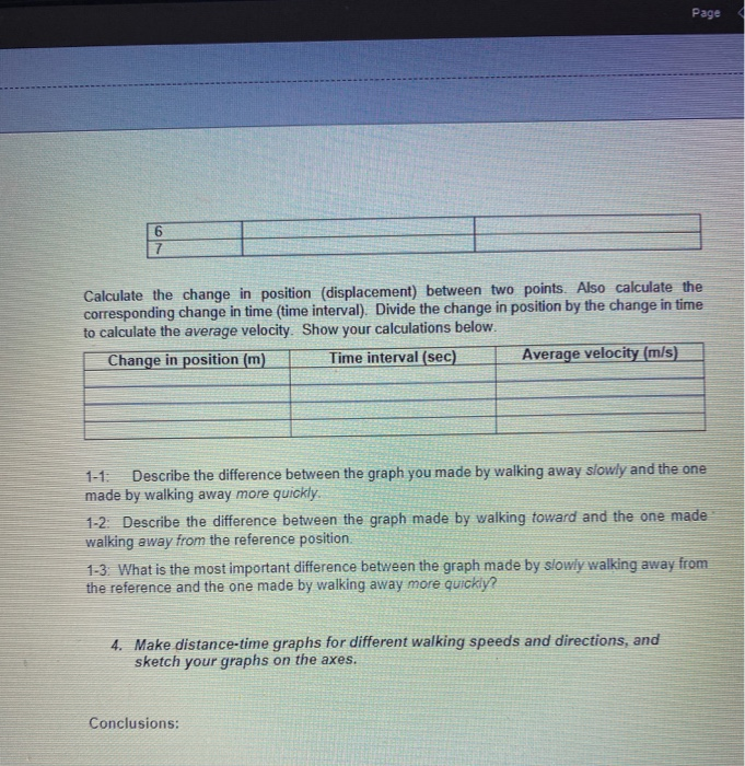 1. Make a position-time graph walking away from the | Chegg.com