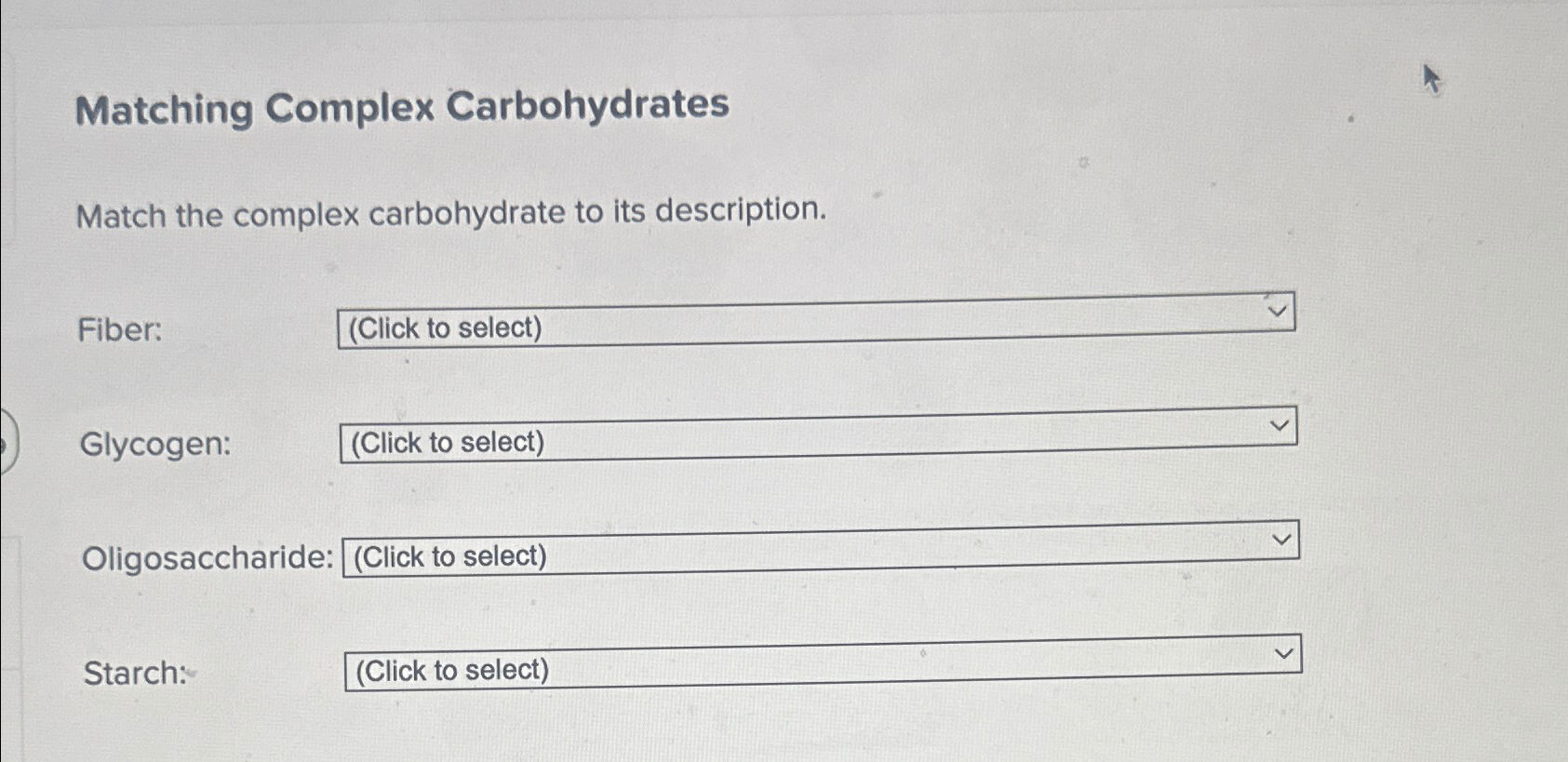 Solved Matching Complex CarbohydratesMatch the complex | Chegg.com