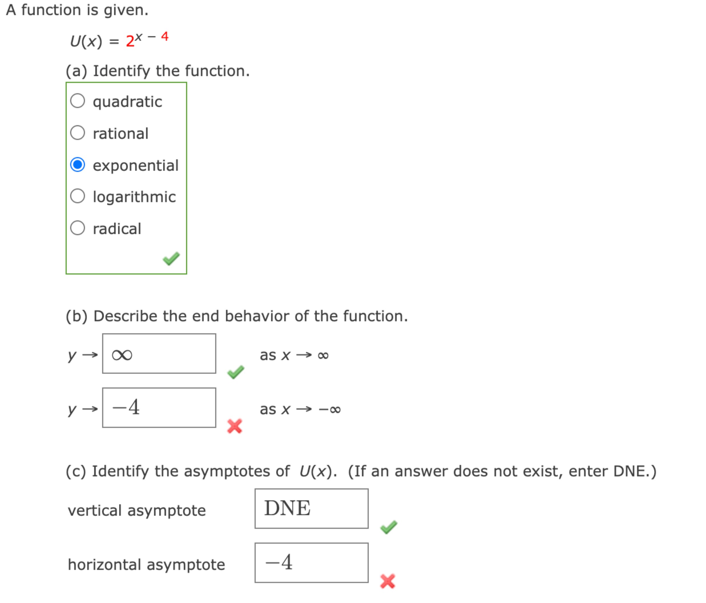 Solved A function is given.U(x)=2x-4(a) ﻿Identify the | Chegg.com