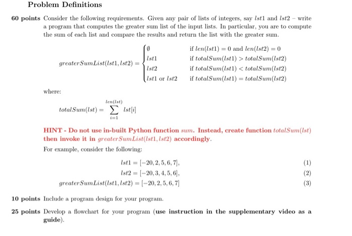 Solved Problem Definitions 60 points Consider the following | Chegg.com