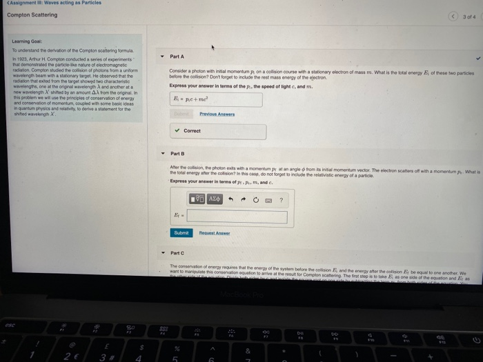 Solved Assignment Waves acting as Particles Compton | Chegg.com