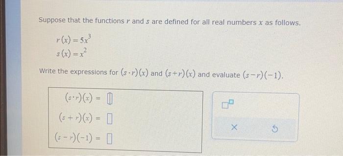 Solved Suppose that the functions r and s are defined for | Chegg.com