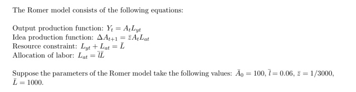 The Romer model consists of the following equations: | Chegg.com