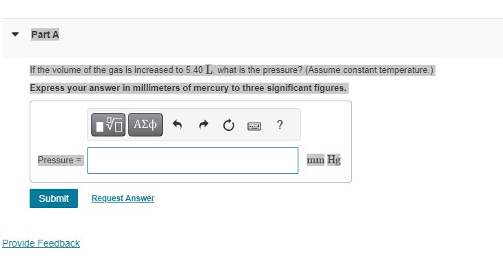 Solved Part AIf the volume of the gas is increased to 5.40L, | Chegg.com