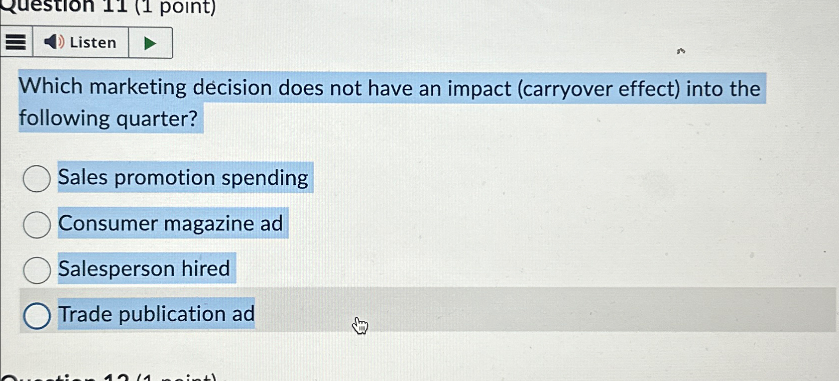 Solved Which marketing decision does not have an impact | Chegg.com