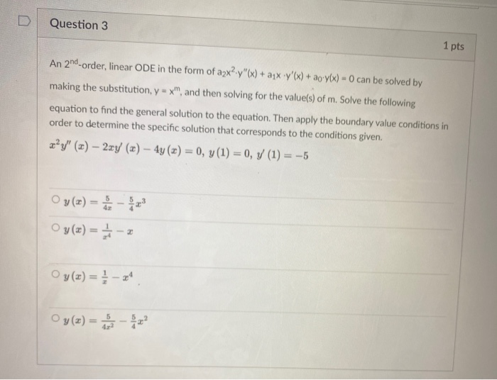 Solved Question 2 An nth-order, linear ODE with constant | Chegg.com