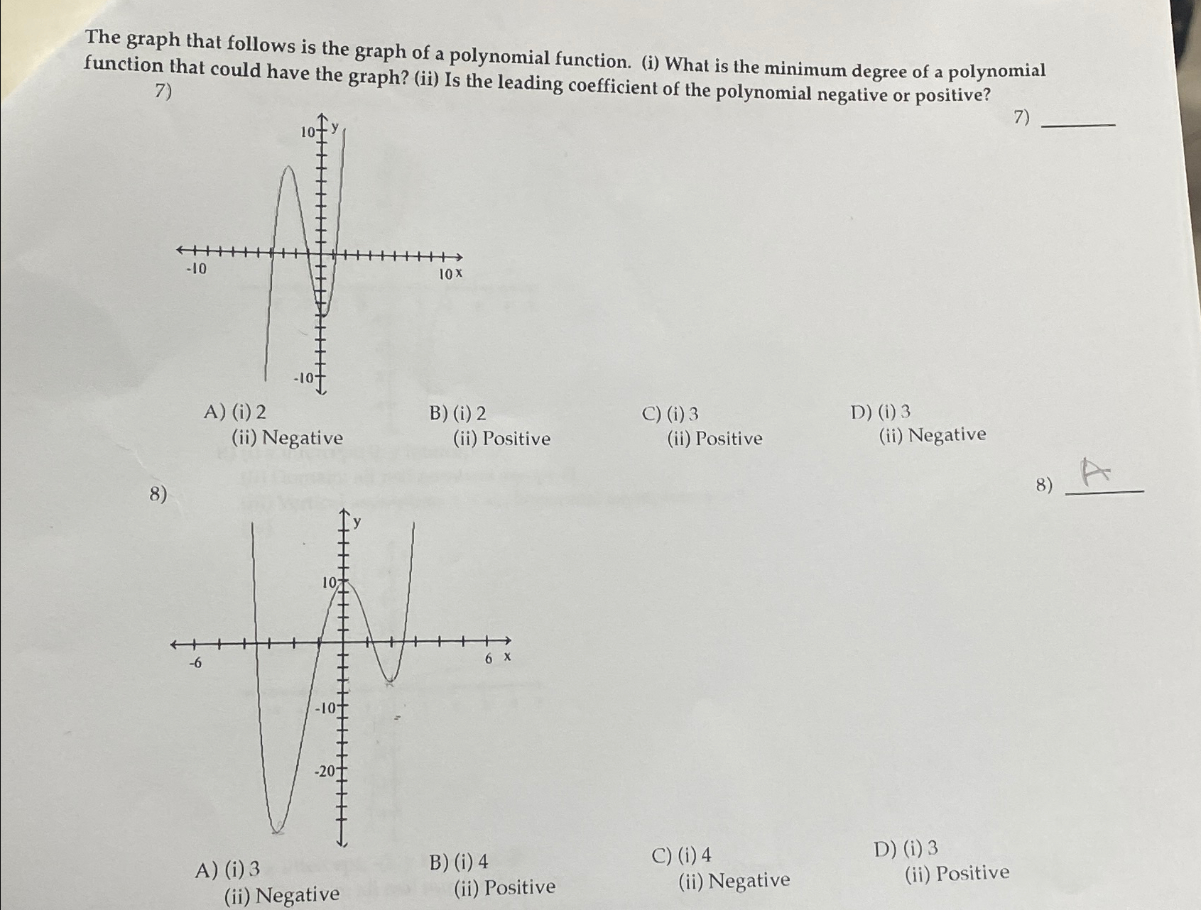 Solved The graph that follows is the graph of a polynomial | Chegg.com