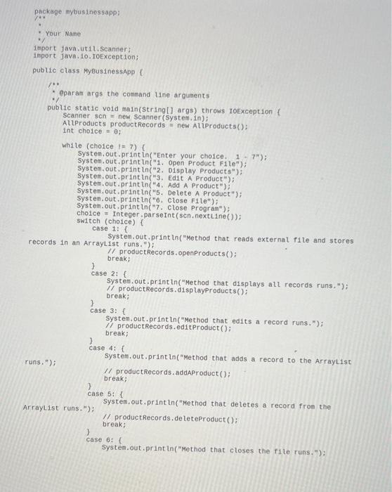 Solved package businessapp;package businessapp; 11 import | Chegg.com