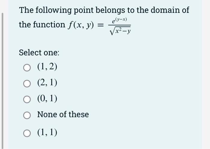 Solved The following point belongs to the domain of the | Chegg.com