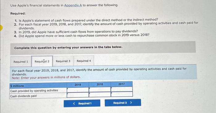Use Apple's financial statements in Appendix A to | Chegg.com