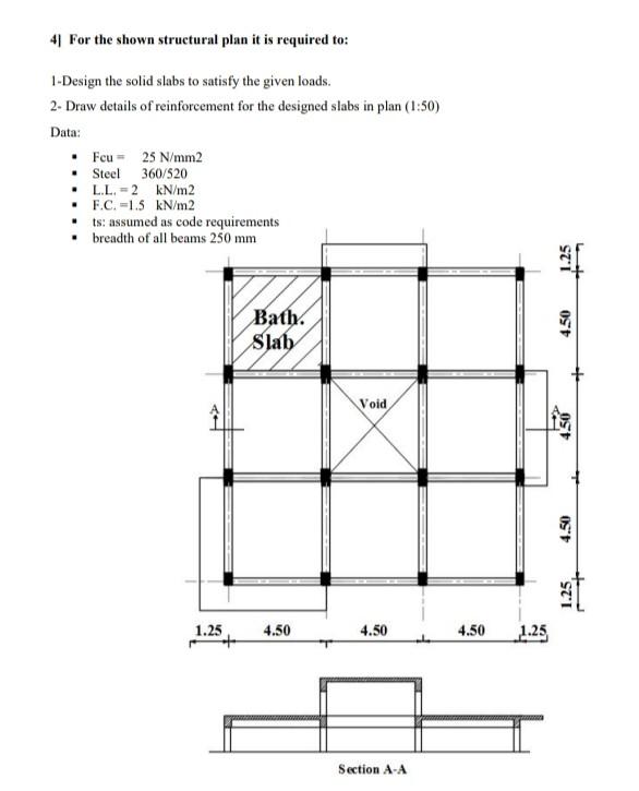 Solved 4) For the shown structural plan it is required to: | Chegg.com