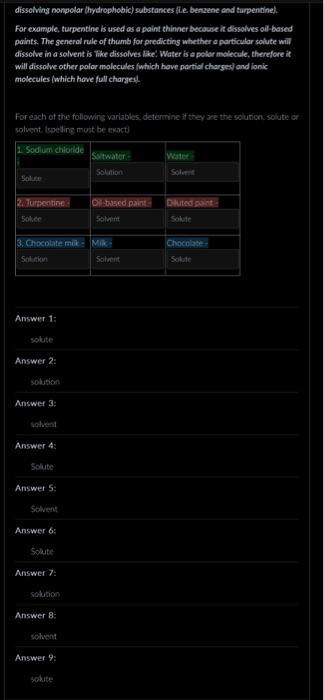 Solved dissoiving nonpolar (hydrophobic) substances ithe | Chegg.com