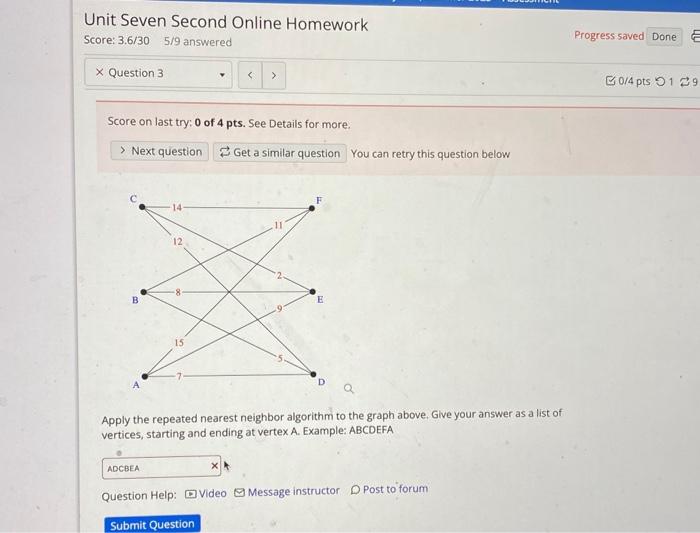 Solved Unit Seven Second Online Homework Score: 3.6/305/9 | Chegg.com Solved Unit Seven Second Online Homework Score: 3.6/305/9 | Chegg.com