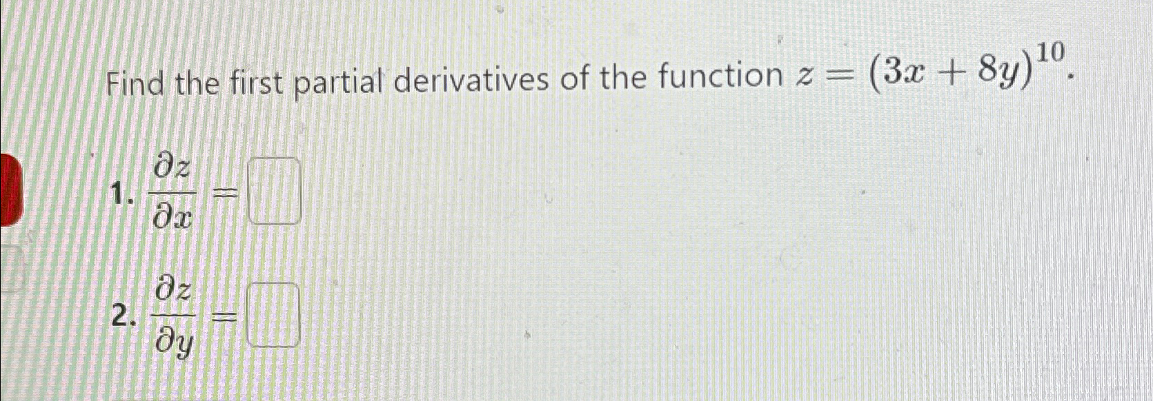 Solved Find the first partial derivatives of the function | Chegg.com