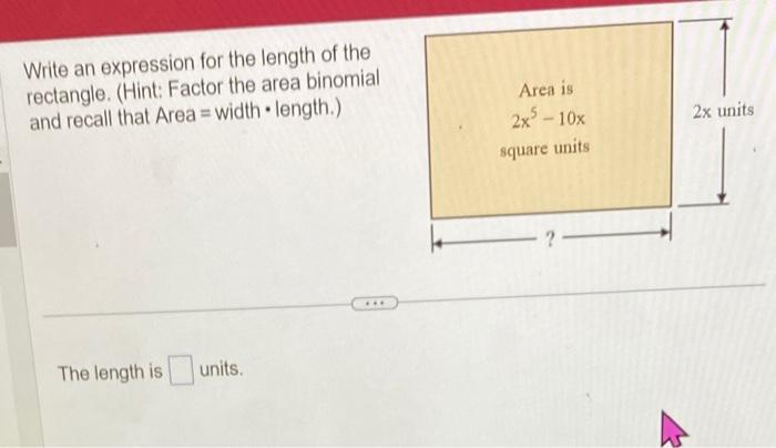 Solved Write an expression for the length of the rectangle. | Chegg.com