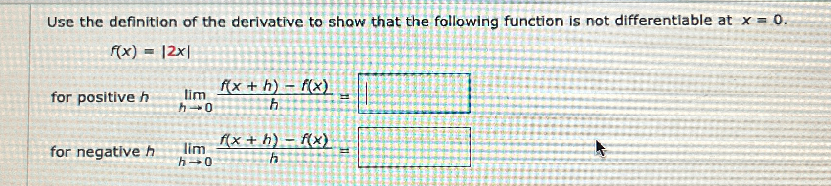 Solved Use the definition of the derivative to show that the | Chegg.com