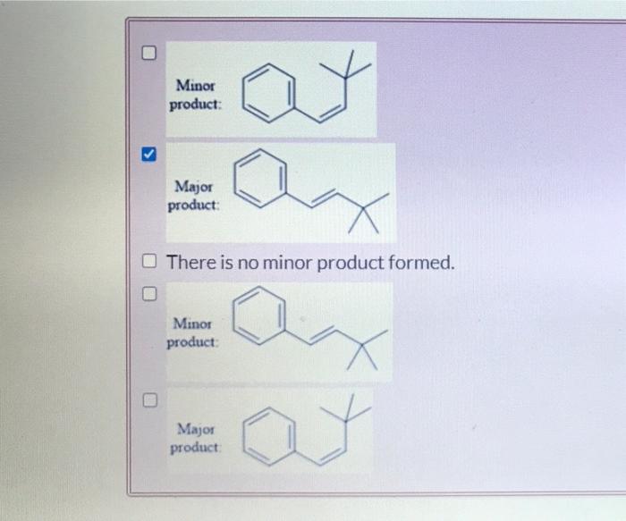 Solved Identify the major and minor products for the E2 | Chegg.com